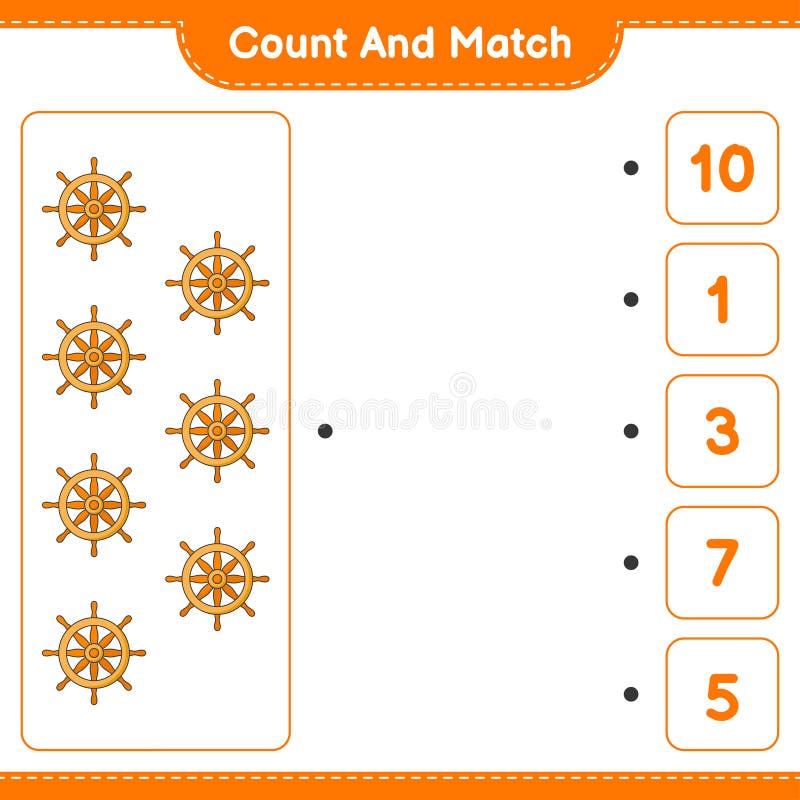 Count and Match, Count the Number of Ship Steering Wheel and Match with ...