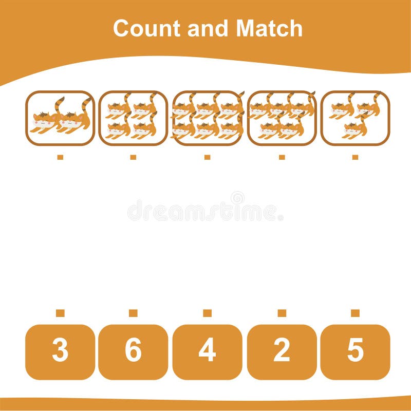Count and Match Activity for Kids with Cute Farm Animal Characters. the ...