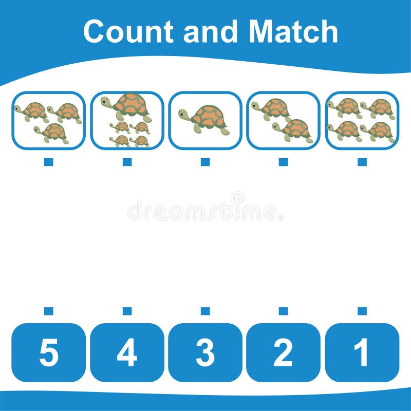 Count and Match Together Worksheet Stock Vector - Illustration of ...