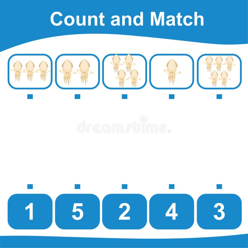 Count and Match Together Worksheet Stock Vector - Illustration of match ...
