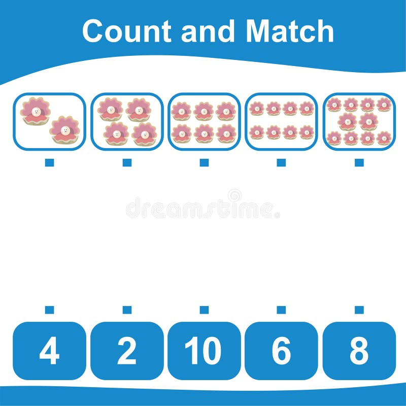 Count and Match Together Worksheet Stock Vector - Illustration of game ...