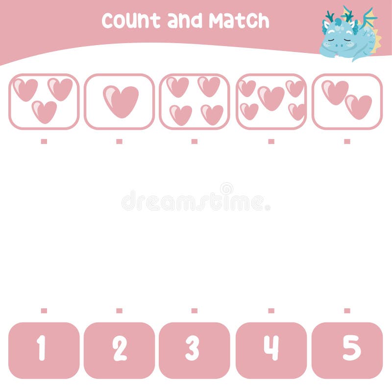 Count the Hearts and Match with the Number on the Box Below. Math ...