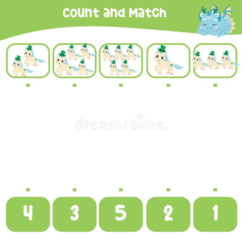 Counting Worksheet for Kids with Kawaii and Cute Baby Unicorn Cartoon ...