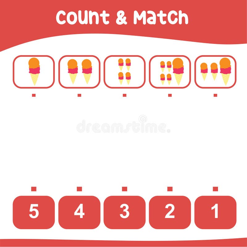 Count and Match these Double Ice Cream Cones Together Worksheet for ...