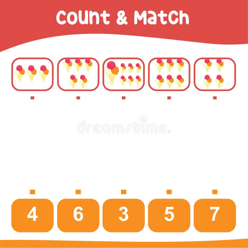 Count and Match these Triple Ice Cream Cones Together Worksheet for ...