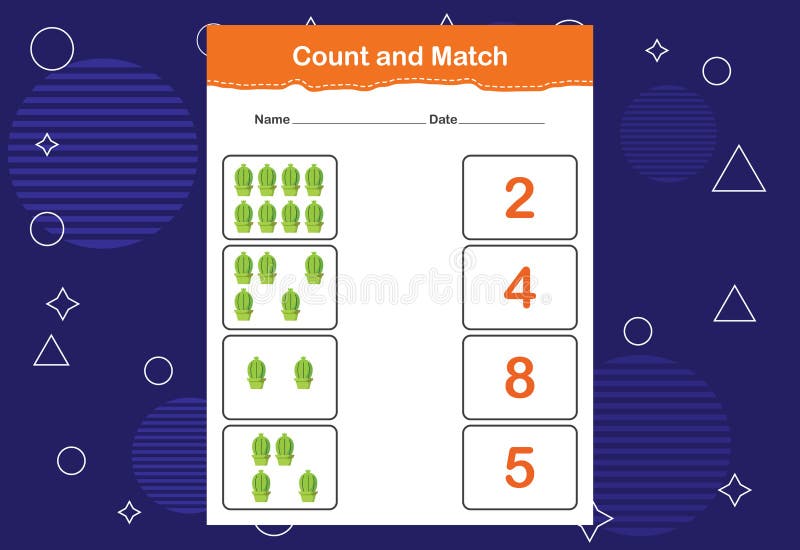 Count and Match Worksheet for Kids. Count and Match with the Correct ...