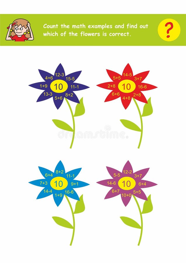 Count the Math Examples and Find Out Which of the Flowers is Correct ...