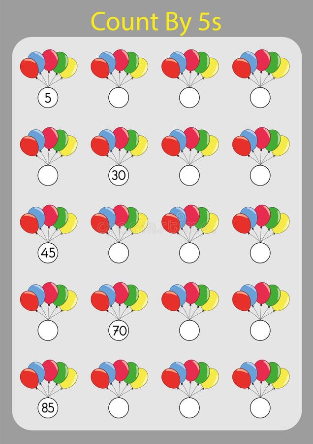 Count by 5s Practice Worksheet, Write the Missing Numbers, Stock Vector ...