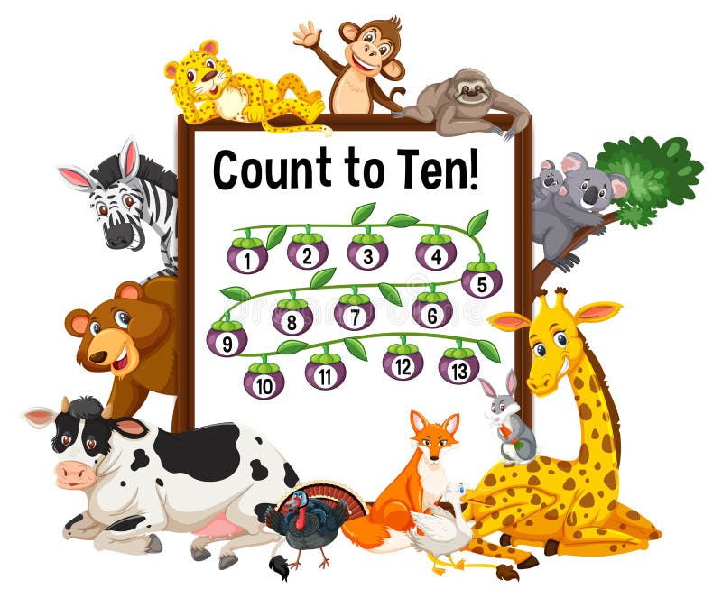 Count To Ten Board with Many Different Types of Dogs Stock Vector ...