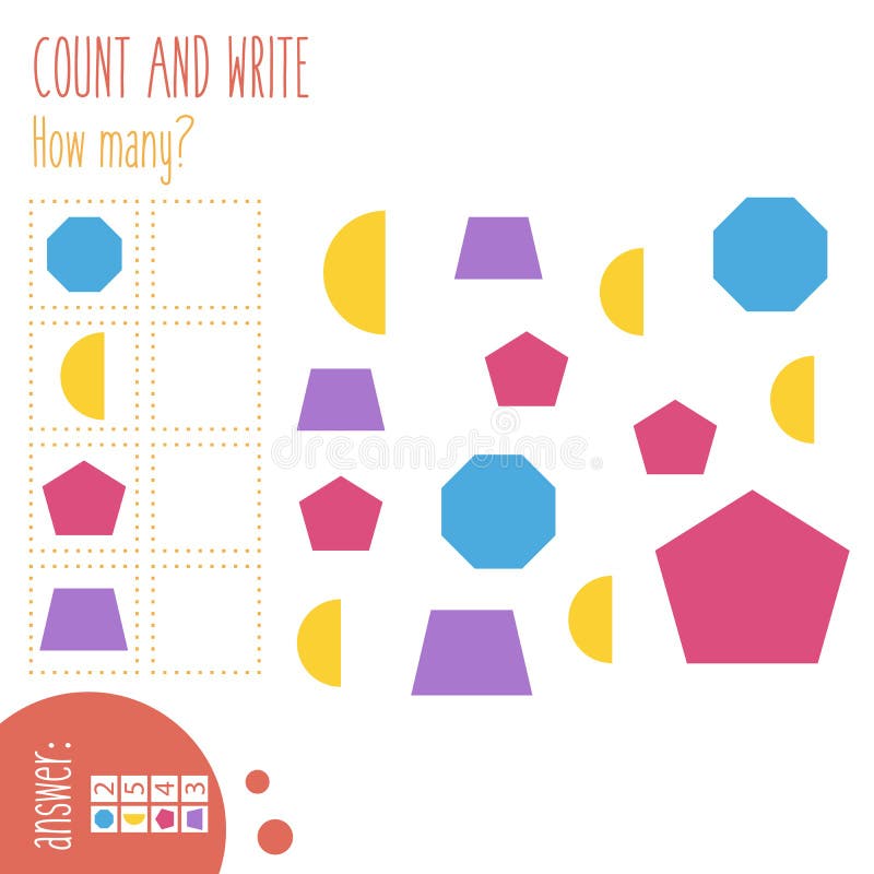 Count and Write Worksheet. How Many Stock Vector - Illustration of ...