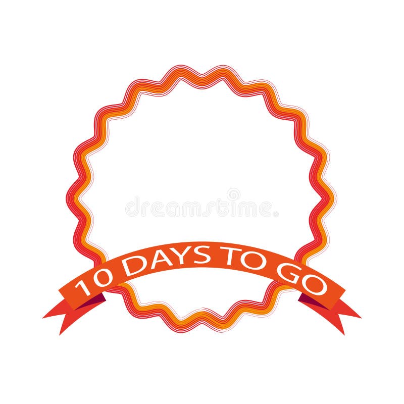 Countdown Badge Design. 10 Days To Go Ribbon. Vector Event Reminder ...