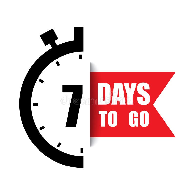 Countdown Clock Illustration. Number Seven Emphasis. 7 Days To Go Text ...