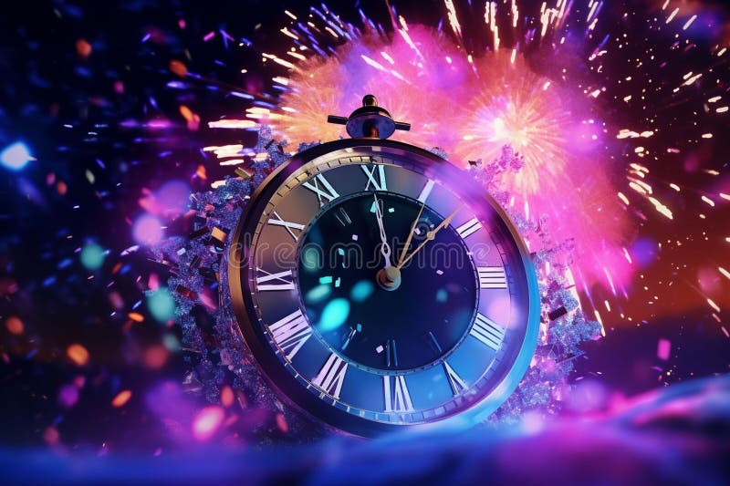 Countdown Clock Striking Midnight at a Vibrant Stock Illustration ...