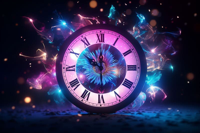 Countdown Clock Striking Midnight at a Vibrant Stock Illustration ...
