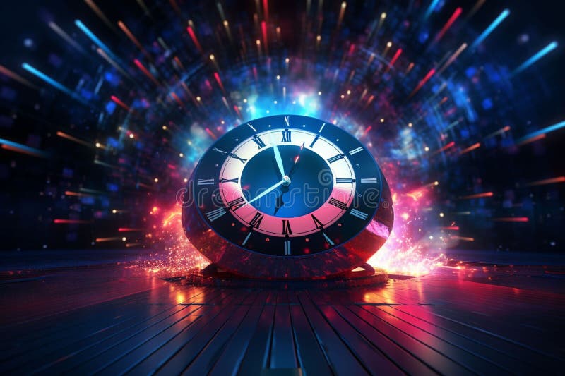 Countdown Clock Striking Midnight at a Vibrant Stock Illustration ...