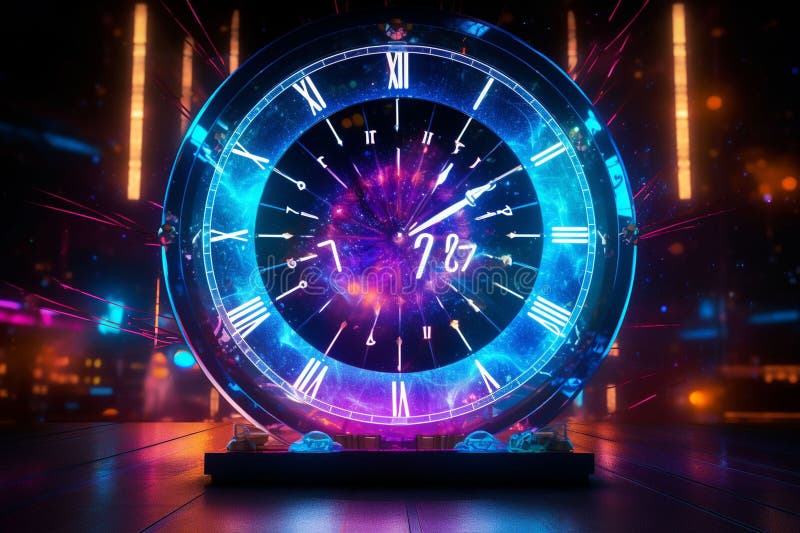 Countdown Clock Striking Midnight at a Vibrant Stock Illustration ...