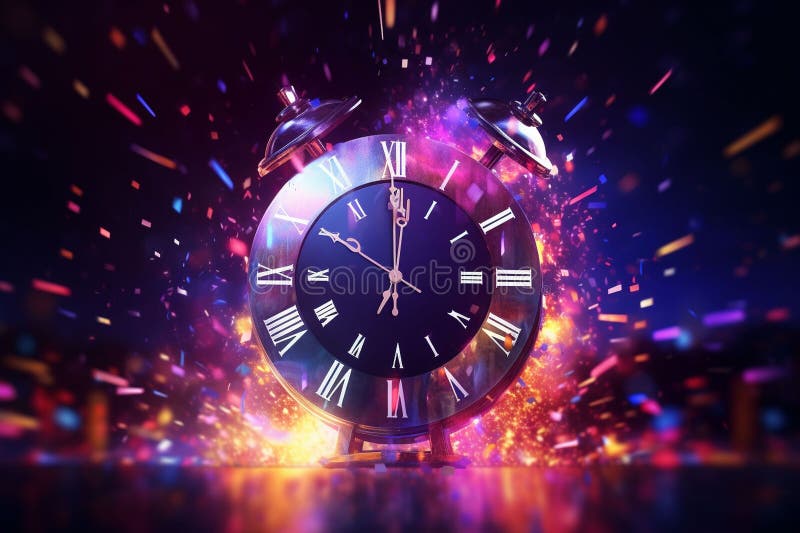Countdown Clock Striking Midnight at a Vibrant Stock Illustration ...