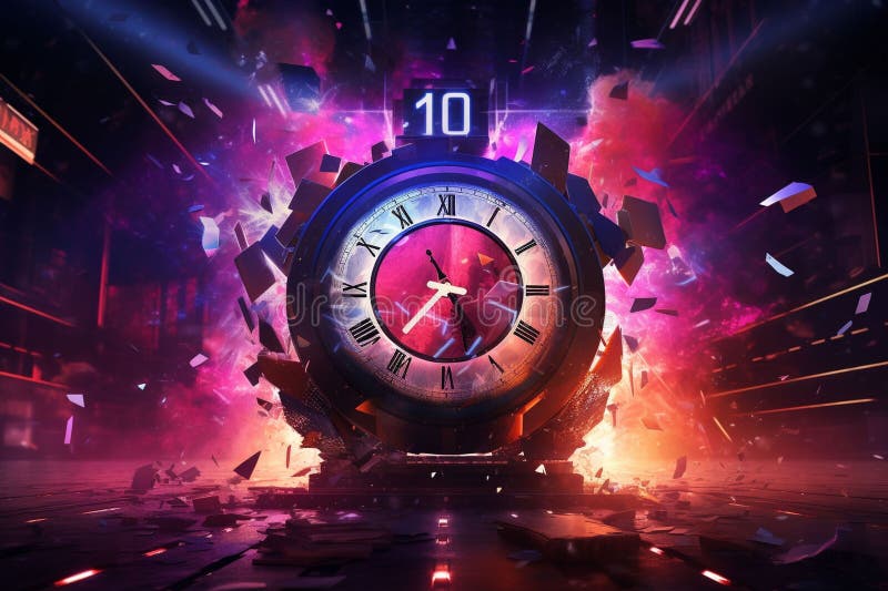 Countdown Clock Striking Midnight at a Vibrant Stock Illustration ...