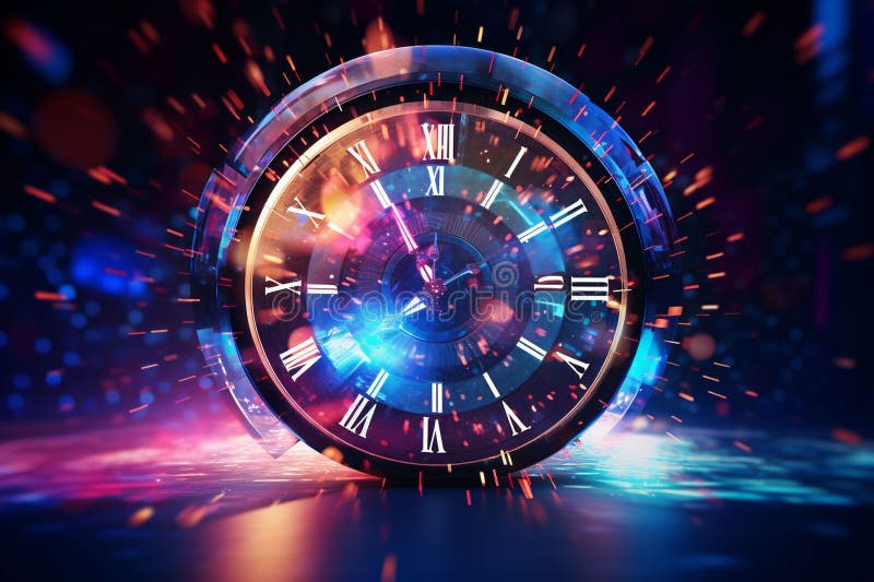 Countdown Clock Striking Midnight at a Vibrant Stock Illustration ...
