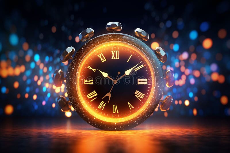 Countdown Clock Striking Midnight at a Vibrant Stock Illustration ...