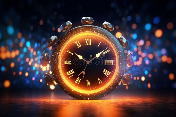 Countdown Clock Striking Midnight at a Vibrant Stock Illustration ...