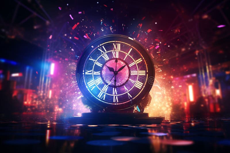 Countdown Clock Striking Midnight at a Vibrant Stock Illustration ...