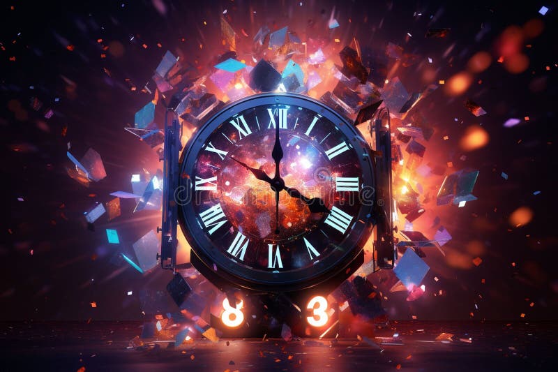 Countdown Clock Striking Midnight at a Vibrant Stock Illustration ...