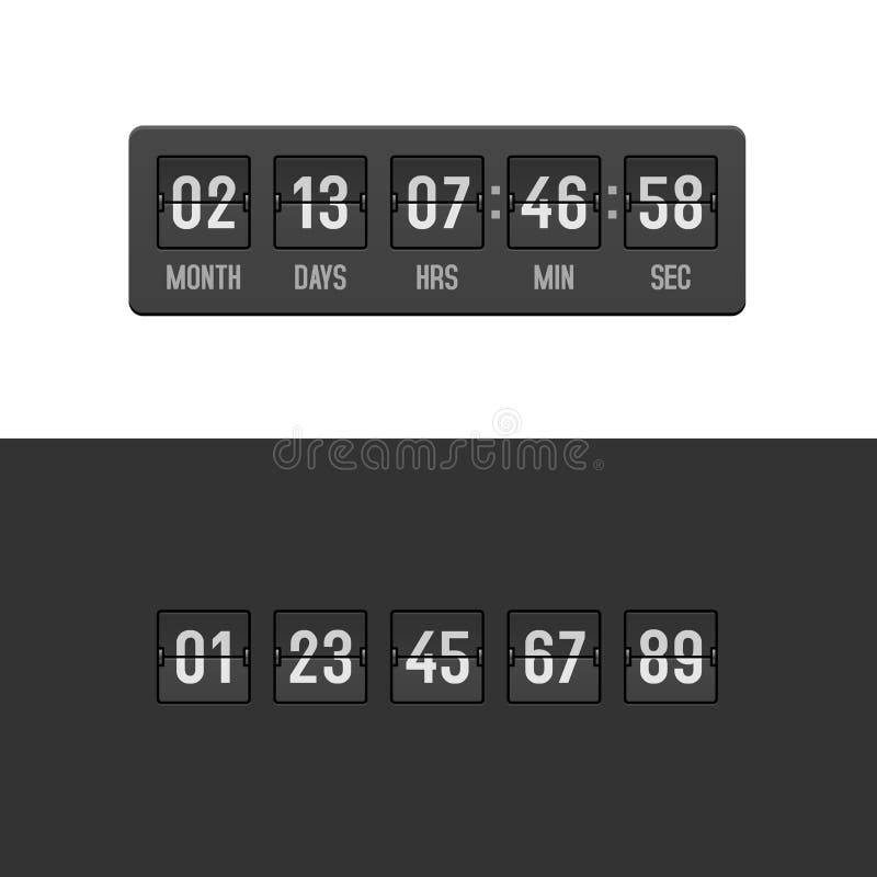 Countdown Clock Timer Set. Vector Stock Vector - Illustration of board ...