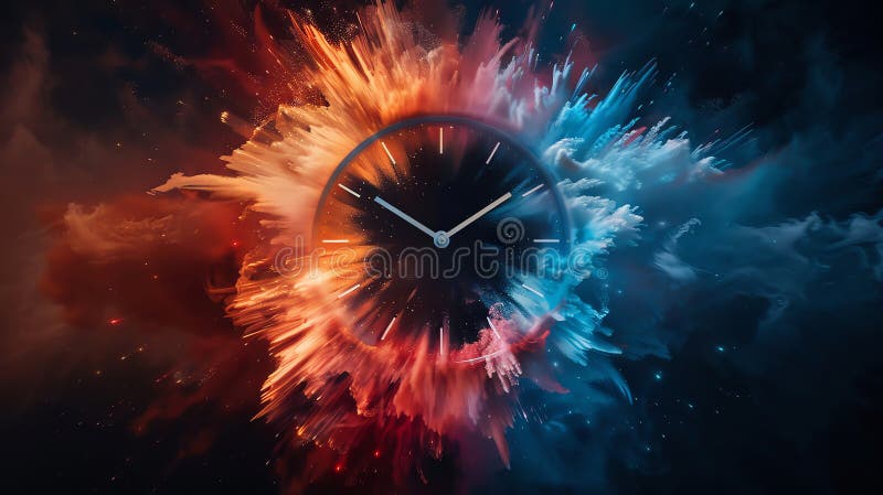Countdown Clock with Vibrant Fireworks, Digital Painting, Dynamic and ...