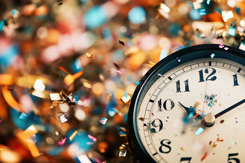 Countdown Clocks Display Time As Confetti Falls, Symbolizing New Years ...