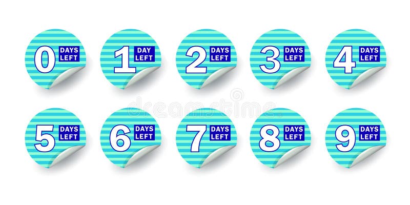 Number of Days Left on Blue Circle Sticker Stock Vector - Illustration ...