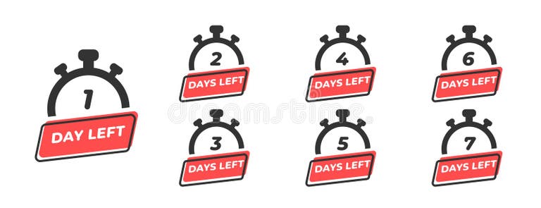 Countdown of Days. Timer Number of Days Left. Day Left Counter Icons ...