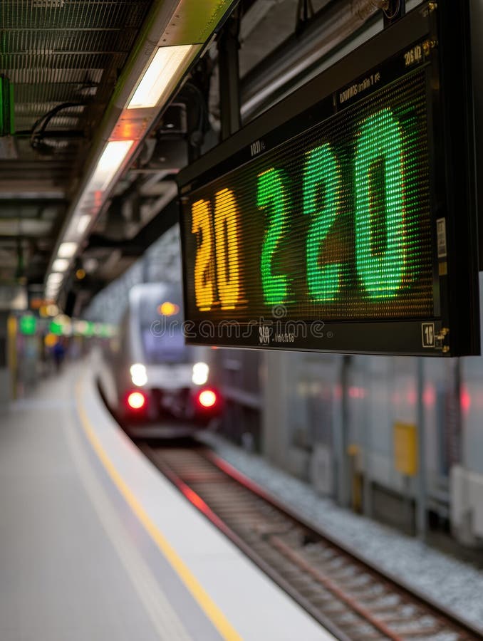 Countdown Display at Train Station Indicates Arrival Time for Next ...