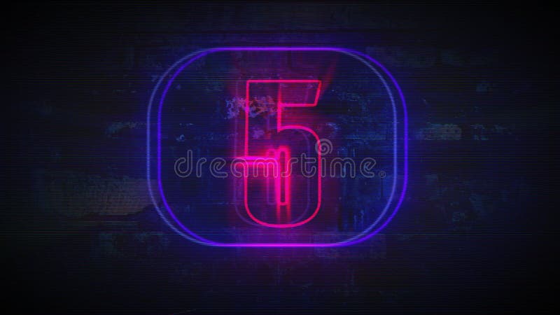 Countdown in Neon Against Brick Wall Animation with Damaged Effect ...
