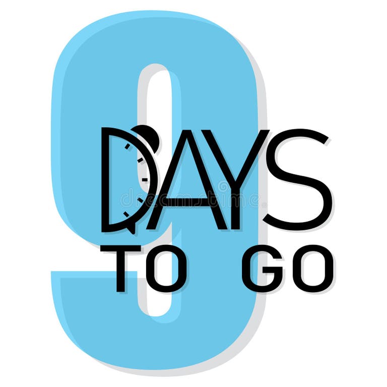 Countdown Number Nine. Bold 9 Days Text. Event Countdown Vector. Light ...