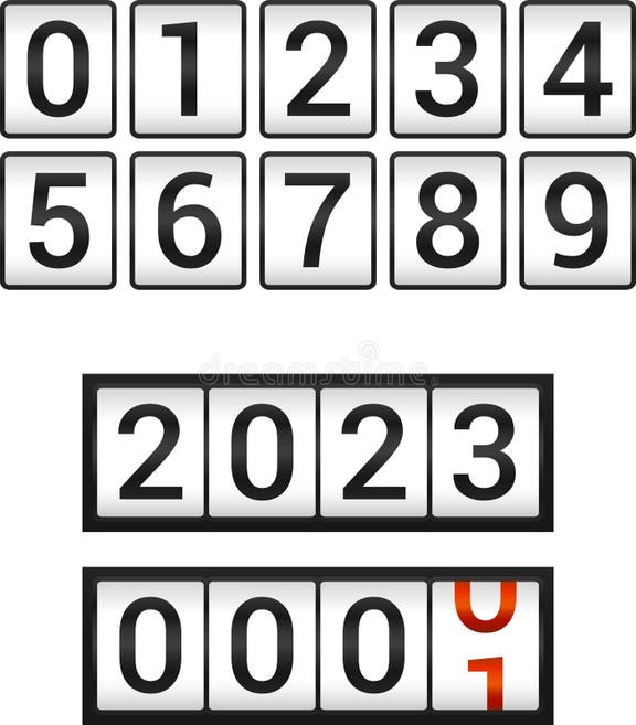 Countdown Numbers Flip Counter. Counter with All Numbers Stock Vector ...