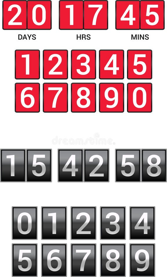 Countdown Numbers Flip Counter. Counter with All Numbers Stock Vector ...