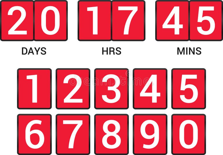 Countdown Numbers Flip Counter. Counter with All Numbers Stock Vector ...