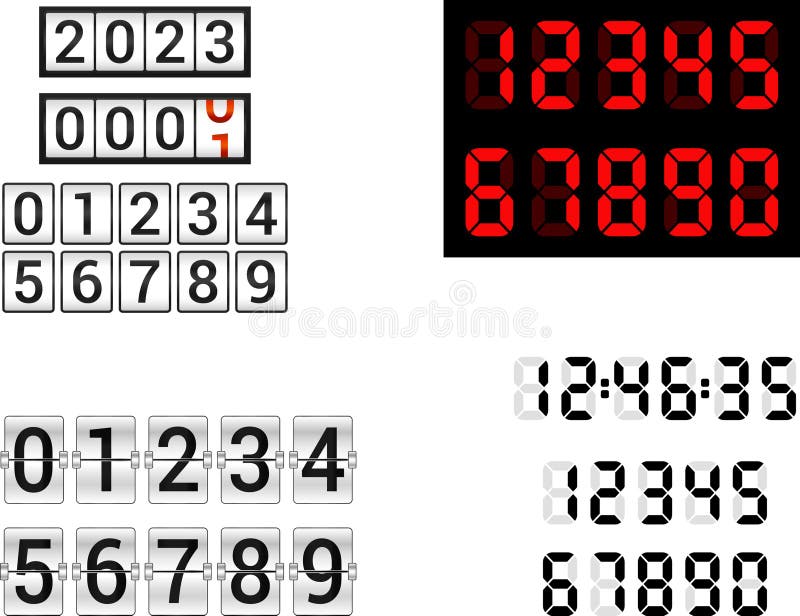 Countdown Numbers Flip Counter. Counter with All Numbers Stock Vector ...