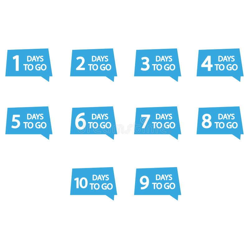 Countdown Numbers Set. Ten Blue Speech Bubbles. Days To Go Text. Vector ...