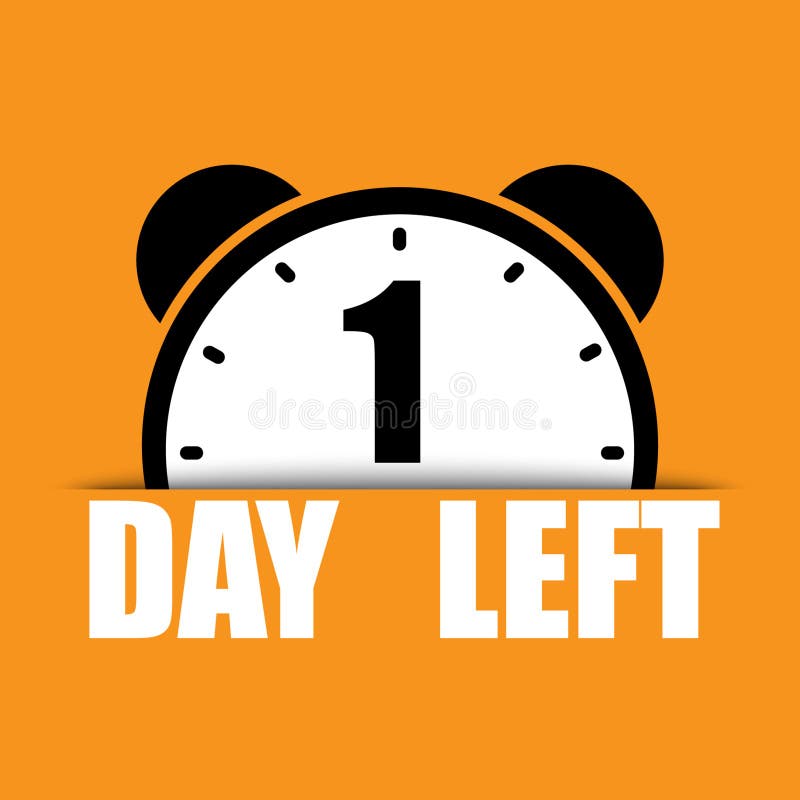 Countdown One Day. Bold Number One Icon. Alarm Clock Reminder. Bright ...