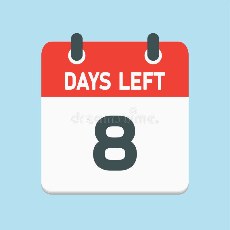 Countdown daily Page Calendar Icon - 8 Days Left Stock Vector ... Countdown daily Page Calendar Icon - 8 Days Left Stock Vector ...
