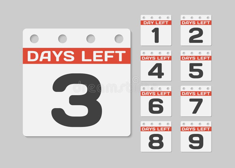 Countdown daily Page Calendar Icon - 3 Days Left Stock Vector ...