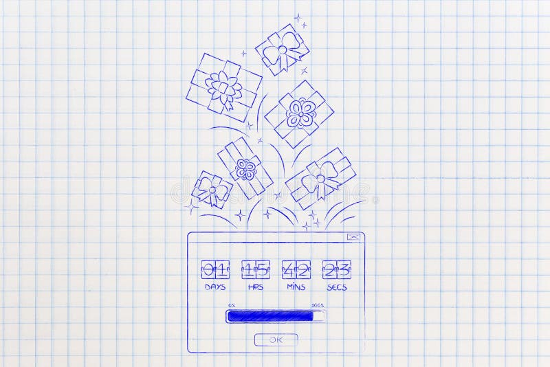 Countdown Pop-up Message with Timer with Fireworks Flying Out of Stock ...