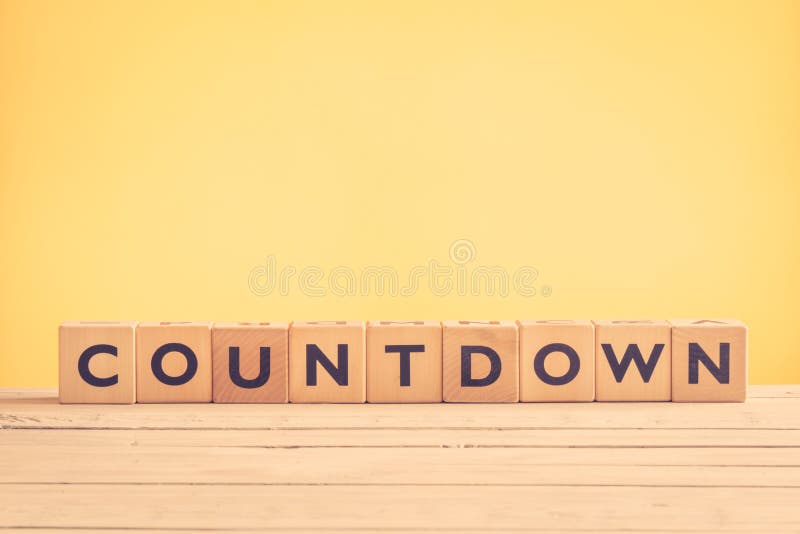 Countdown Sign with Wooden Blocks Stock Image - Image of ideas, desk ...