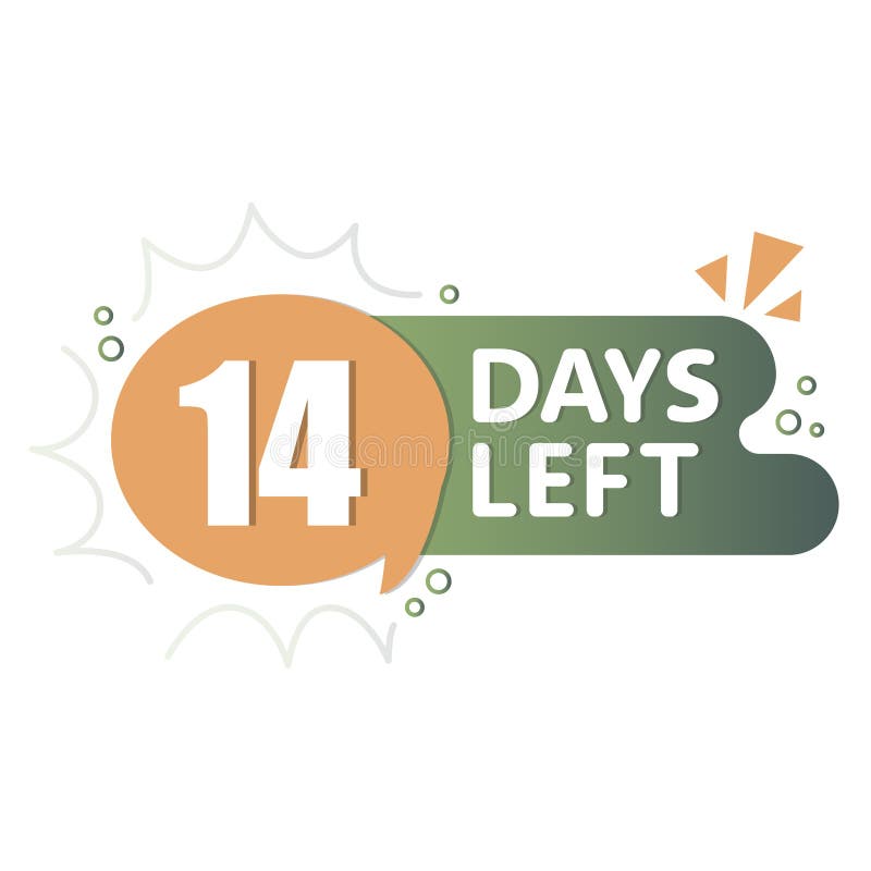 Countdown Text Icon. Number 14 Bold. Fourteen Days Left. Vector Flat ...
