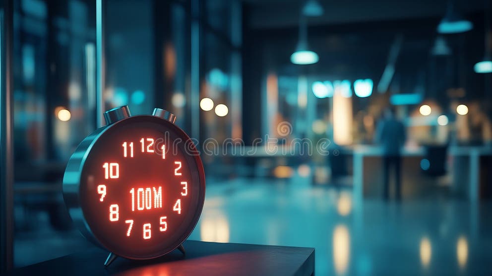 Countdown Timer Approaches Zero in Blurred Office Setting. Generative ...