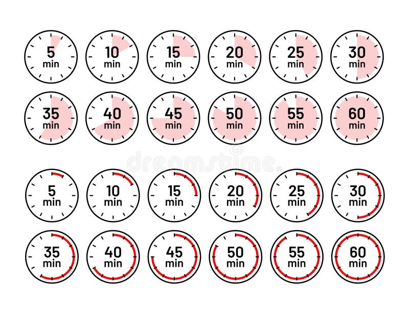 Countdown Timer in Circle Shape. Stopwatches Icons Stock Vector ...