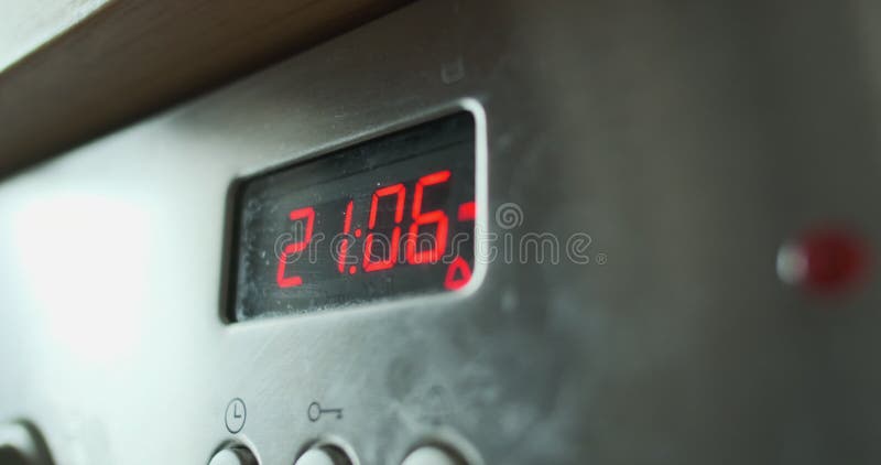 Countdown Timer on the Front of the Oven. Red Numbers, Close-up Stock ...