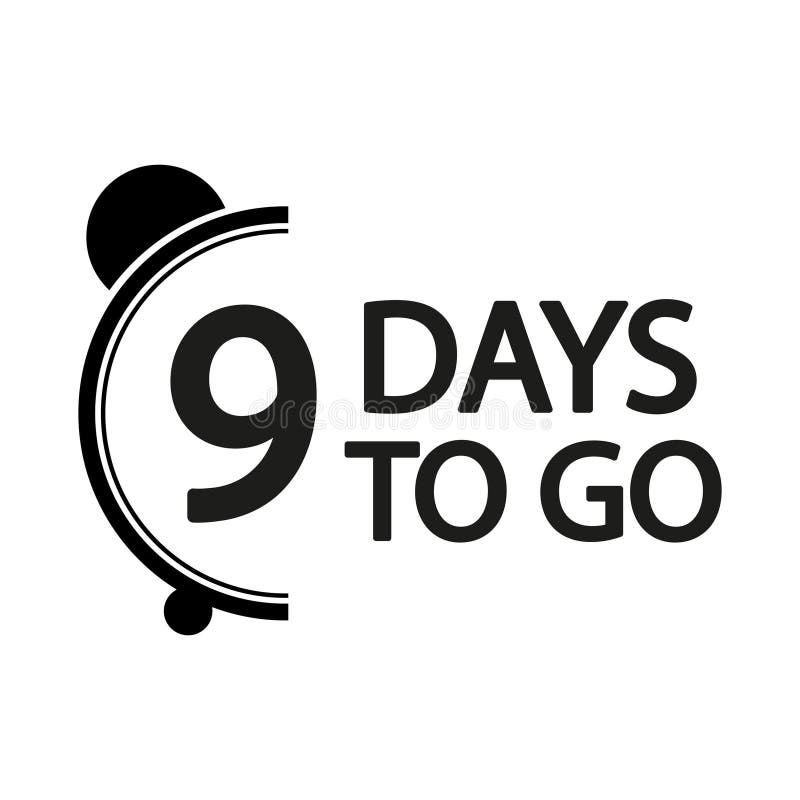 Countdown Timer Graphic. Number Nine Focus. Clear 9 Days To Go Text ...